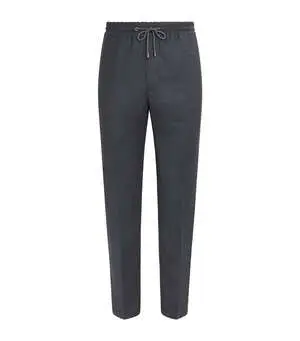 Pal Zileri Stretch-virgin Wool Drawstring Trousers - Grey