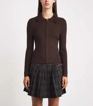 Sandro Floral-collar Zip-up Cardigan