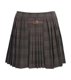 Sandro Check Pleated Mini Skirt - Black