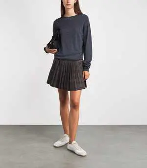Sandro Check Pleated Mini Skirt - Black