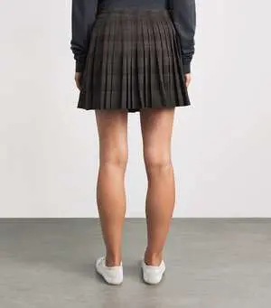 Sandro Check Pleated Mini Skirt - Black