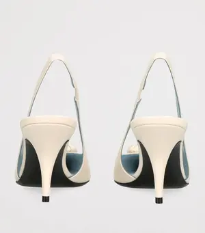 Valentino Garavani Leather Coeur Royal Slingback Pumps 75 - Ivory