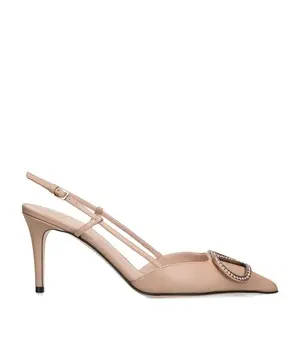 Valentino Garavani Leather Vlogo Slingback Pumps 80