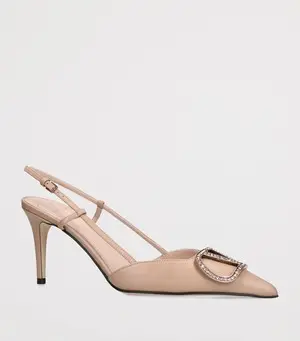 Valentino Garavani Leather Vlogo Slingback Pumps 80