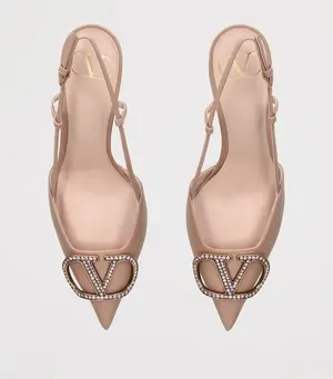 Valentino Garavani Leather Vlogo Slingback Pumps 80