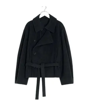 LEMAIRE Long-sleeved Belted Short Coat - Black