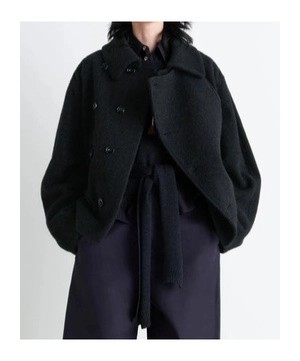 LEMAIRE Long-sleeved Belted Short Coat - Black