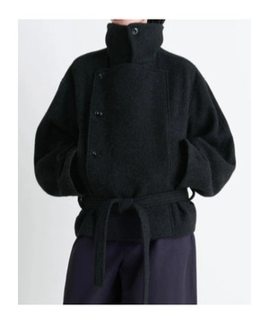 LEMAIRE Long-sleeved Belted Short Coat - Black