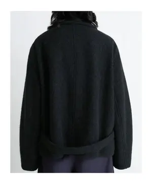 LEMAIRE Long-sleeved Belted Short Coat - Black