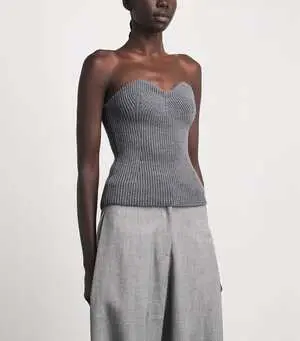 JIL SANDER Wool-blend Bustier Top