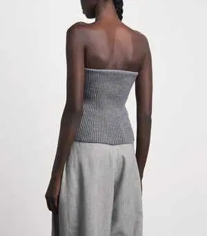 JIL SANDER Wool-blend Bustier Top