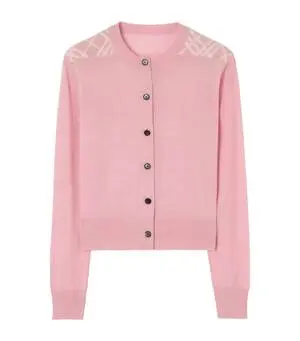 Burberry Wool-silk Check Panel Cardigan