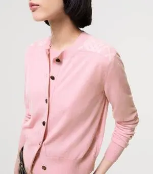 Burberry Wool-silk Check Panel Cardigan