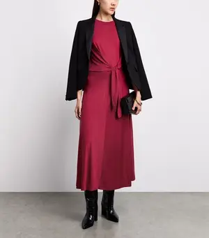 ME+EM Jersey Tie-front Midi Dress - Red