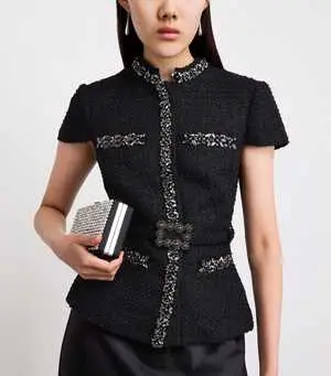 SELF-PORTRAIT Satin Bouclé Crystal-embellished Midi Dress