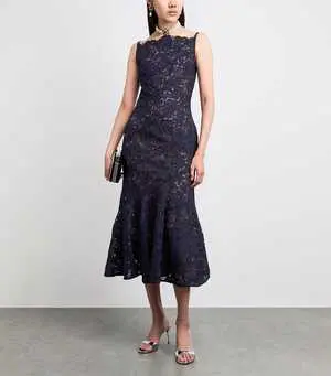 SELF-PORTRAIT Lace Sleeveless Midi Dress