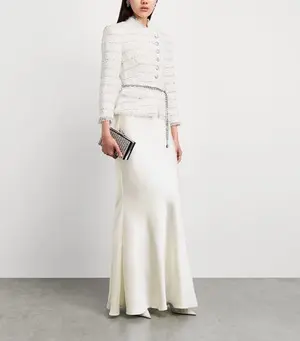 SELF-PORTRAIT Bouclé Satin Maxi Dress