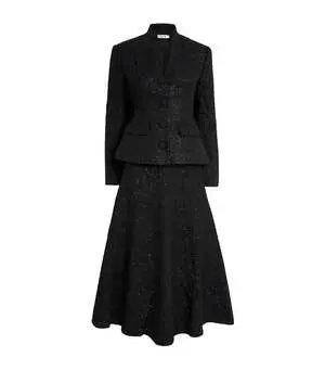 SELF-PORTRAIT Metallic Bouclé Midi Dress