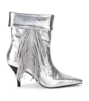 Kurt Geiger Metallic Leather Piccadilly Slouch Boots - Silver