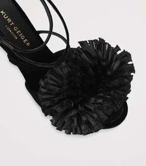 Kurt Geiger Velvet Pom Pom Heeled Sandals