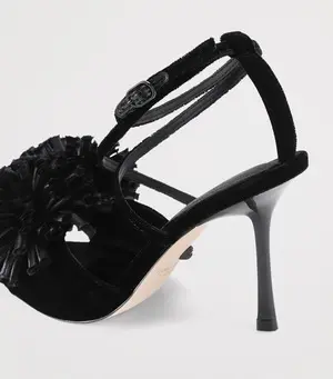 Kurt Geiger Velvet Pom Pom Heeled Sandals