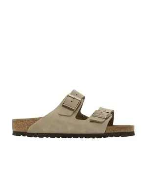 BIRKENSTOCK Arizona Calf-suede Slides - Nude
