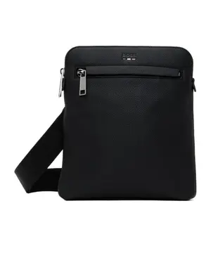Hugo Boss Logo-debossed Zipped Messenger Bag - Black