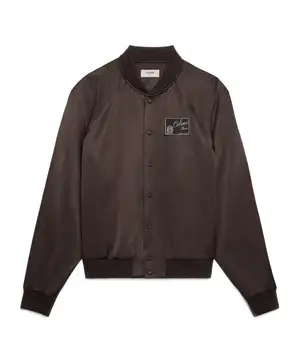 Celine Teddy Jacket In Viscose Satin - Noyer