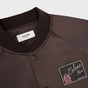 Celine Teddy Jacket In Viscose Satin - Noyer