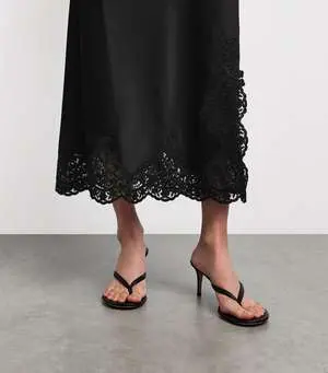 ME+EM Satin Lace-trim Maxi Skirt - Black