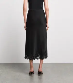 ME+EM Satin Lace-trim Maxi Skirt - Black