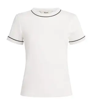 ME+EM Cotton-modal Contrast-trim T-shirt - Green
