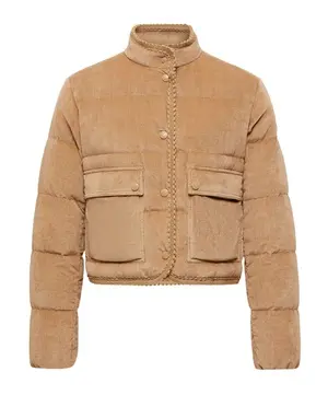 Moncler Essarts Braided Trim Corduroy Short Down Jacket - Light Brown