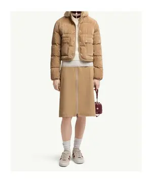 Moncler Essarts Braided Trim Corduroy Short Down Jacket - Light Brown