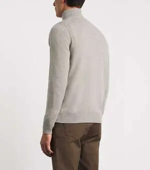 Purdey Cashmere Leather Trim Quarter-zip Sweater