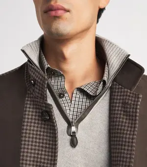 Purdey Cashmere Leather Trim Quarter-zip Sweater