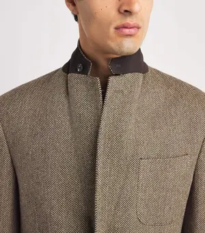 Purdey Wool Tweed Herringbone Atholl Blazer
