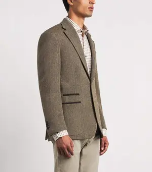 Purdey Wool Tweed Herringbone Atholl Blazer