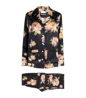 Harrods Silk Midnight Rose Pyjama Set - Beige