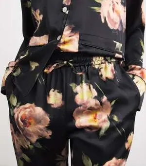 Harrods Silk Midnight Rose Pyjama Set
