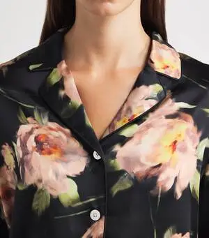 Harrods Silk Midnight Rose Pyjama Set