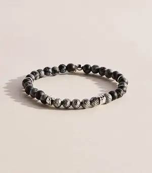 Tateossian Sterling Silver And Obsidian Stonehenge Bracelet - Black
