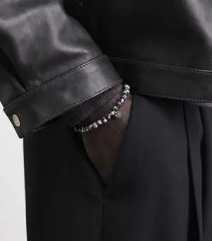 Tateossian Sterling Silver And Obsidian Stonehenge Bracelet