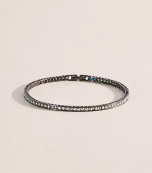 Tateossian Rhodium-plated Sterling Silver Quadro Tennis Bracelet - White