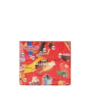 Balenciaga Graphic Print Bi-fold Wallet - Red
