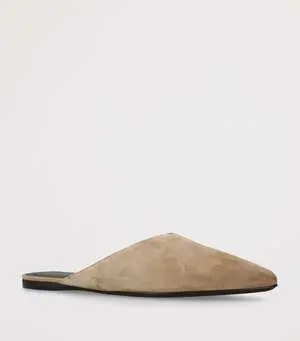 HERBERT LEVINE Suede Home Body Mules - Brown