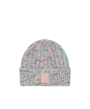 Loewe Logo Patch Knitted Beanie - Gray