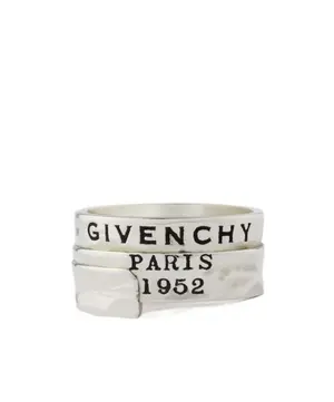 Givenchy Tape Ring In Metal And Enamel - Silver