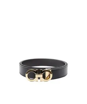 FERRAGAMO Double-sided Adjustable Gancini Belt - Black