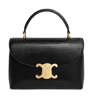 Celine Teen Nino Bag In Lizard - Black